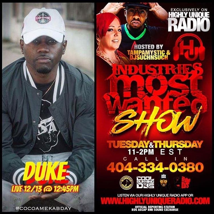 Catch Duke Live With Tampa Mystic on Highly Unique Radio Tomorrow ...